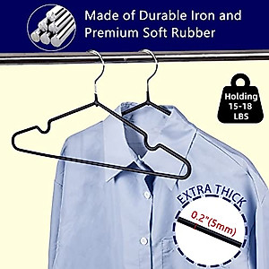 Amber Home 16" Non-Slip Rubber Coated Metal Suit Coat Hangers 20 Pack, Heavy Duty Clothes Hanger with Chrome and Black Friction, Metal Shirt Jacket Hanger with Round Notches for Dress