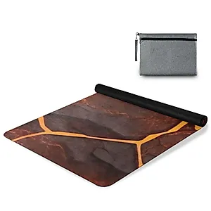 GOODOLD Lava Textures Yoga Mat, 71 x 26 Inch Non-slip Yoga Mats Folding Travel Exercise Mat Indoor Outdoor Gym Pilates with Storage Bag for Women Men