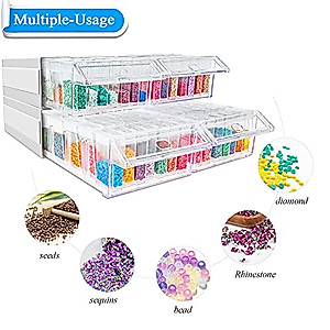 ARTDOT Diamond Painting Storage, 4 Pack Stackable Bead Organizer 140 Slots Individual Containers with Diamond Art Accessories and Tools for Beads Nail Pill Rhinestones Seed