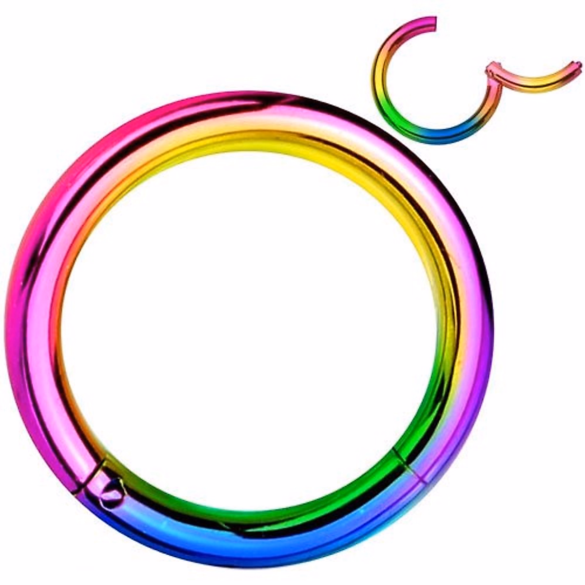 14g 16g Hinged WildKlass Seamless Clicker Ring 316L Surgical Steel (16g 12mm Rainbow)