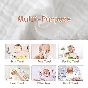 AIDEA Baby Muslin Washcloths-10 Pack, 100% Cotton Washcloth, Newborn Essentials, Soft Baby Washcloths, Absorbent Baby Towel, Bath Face Towels, Burp Cloths, Rags for Newborn, Baby Gifts-White 10" X10"