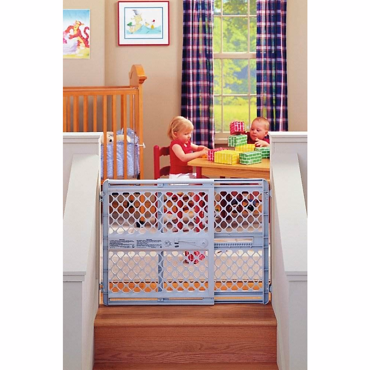 MYPET North States Universal Pet Gate: 26” - 42” Wide Dog Gate. Use as Pressure Mounted Gate or Swinging Door with Included Hardware. Dog Gates for Doorways, 26" Tall, Gray