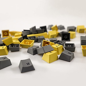 WEGASTU KEYCAPS Design Style Typewriter only Keycaps Square Keycap Mechanical Keyboard for Gaming&Typing Keyboard 104-Keys Yellow and Gray