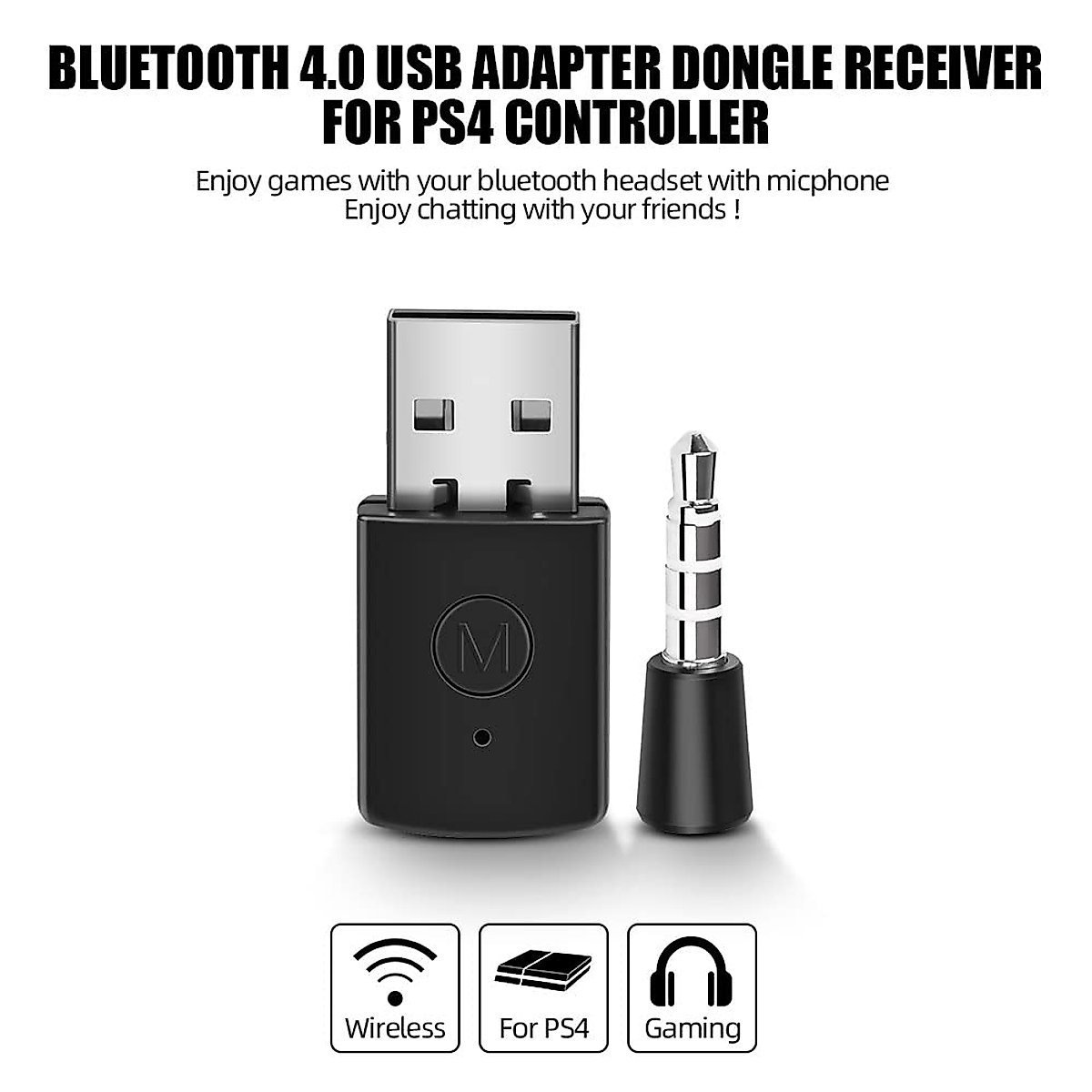 Bluetooth Dongle Adapter USB 4.0 - Zamia Mini Dongle Receiver and Transmitters Wireless Adapter Kit Compatible with PS4/PS5, Support A2DP HFP HSP