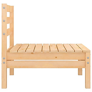 vidaXL Scandinavian Style Patio Middle Sofa Made from Solid Pinewood in Brown Finish, Easy to Assemble, Modular Design for Flexibility in Outdoor Arrangement, Product Weight: 14.66 Pounds