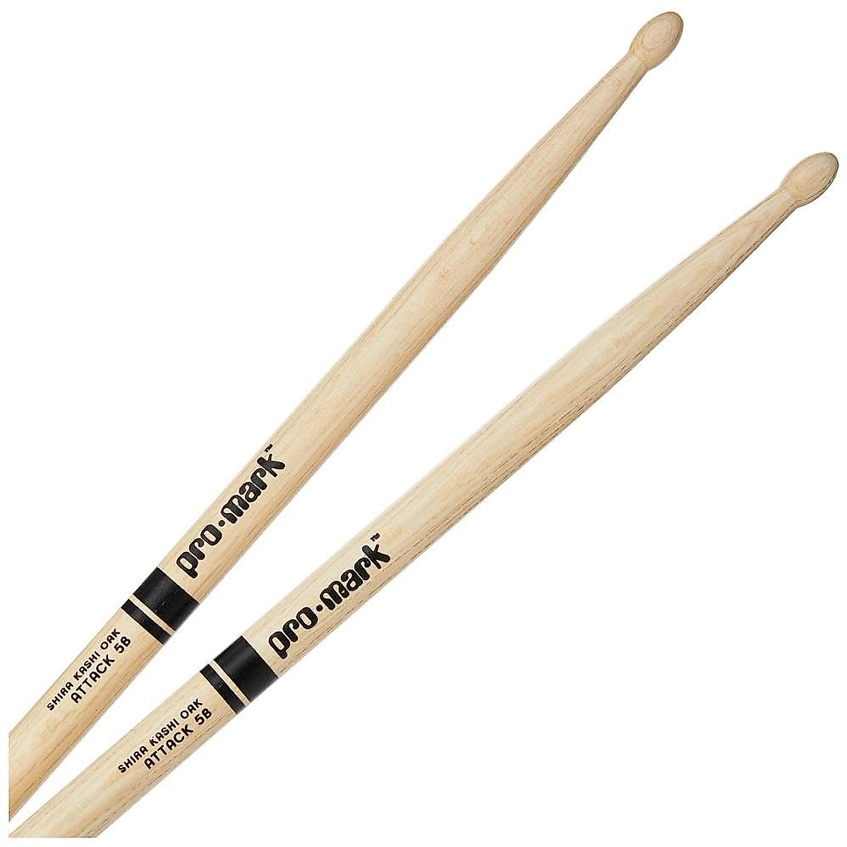 ProMark Classic Attack 5B Shira Kashi Oak Drumsticks, Oval Wood Tip, Buy 3 Pairs Get 1 Free