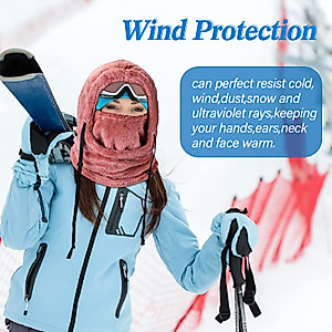 2 Pcs Ski Mask Fleece Balaclava Hood Warm Snowboard Face Warmer Cap Scarf Windproof Thermal Balaclava Hat Winter Face Mask (Dark Gray, Red)