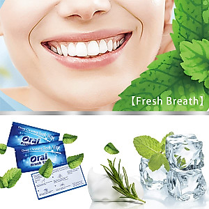 Mint Flavor Finger Teeth Wipes Disposable Brush Ups,Pack of 100,Dark Blue