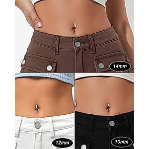 Melighting Titanium Belly Button Rings for Women 14G Belly Rings Clicker G23 Belly Piercing Hoop Reverse Curved Belly Barbell Navel Barbell Body Piercing Jewelry