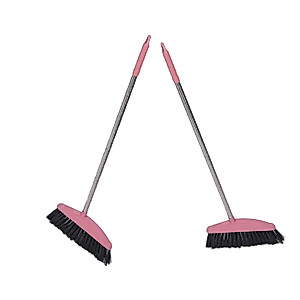 STOBAZA 2pcs Stainless Steel Broom Indoor Broom Household Cleaning Supply Sidewalk Broom Kitchen Broom Household Broom Long-Handled Broom Brooms Garbage Sweeping Broom Plastic Pink