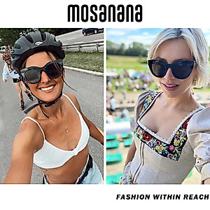 mosanana Oversized Round Cat Eye Sunglasses for Women Trendy Beige Tan Big Large Cool Cute Fashion Chunky Funky Stylish Aesthetic Mantis