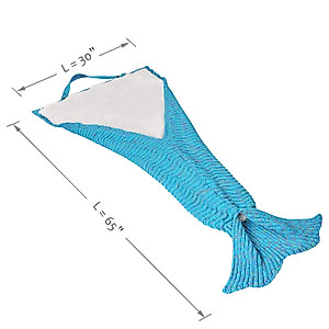 Tirrinia Sherpa Mermaid Tail Blanket for Adults Teens Girls Womens, Super Comfy Warm Anti-Slip Knitted Mermaid Blanket Wave Pattern | Gift Package Included, Blue