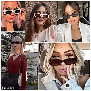 KUGUAOK Retro Rectangle Sunglasses Women and Men Vintage Small Square Sun Glasses UV Protection Glasse