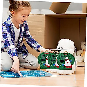 FONDOTIN metal holder doll hanger racks clothing furniture metal stand doll clothing hangers rack Accessories miniature clothes rack white Cloth shelf miniature Craft Assembly drying rack