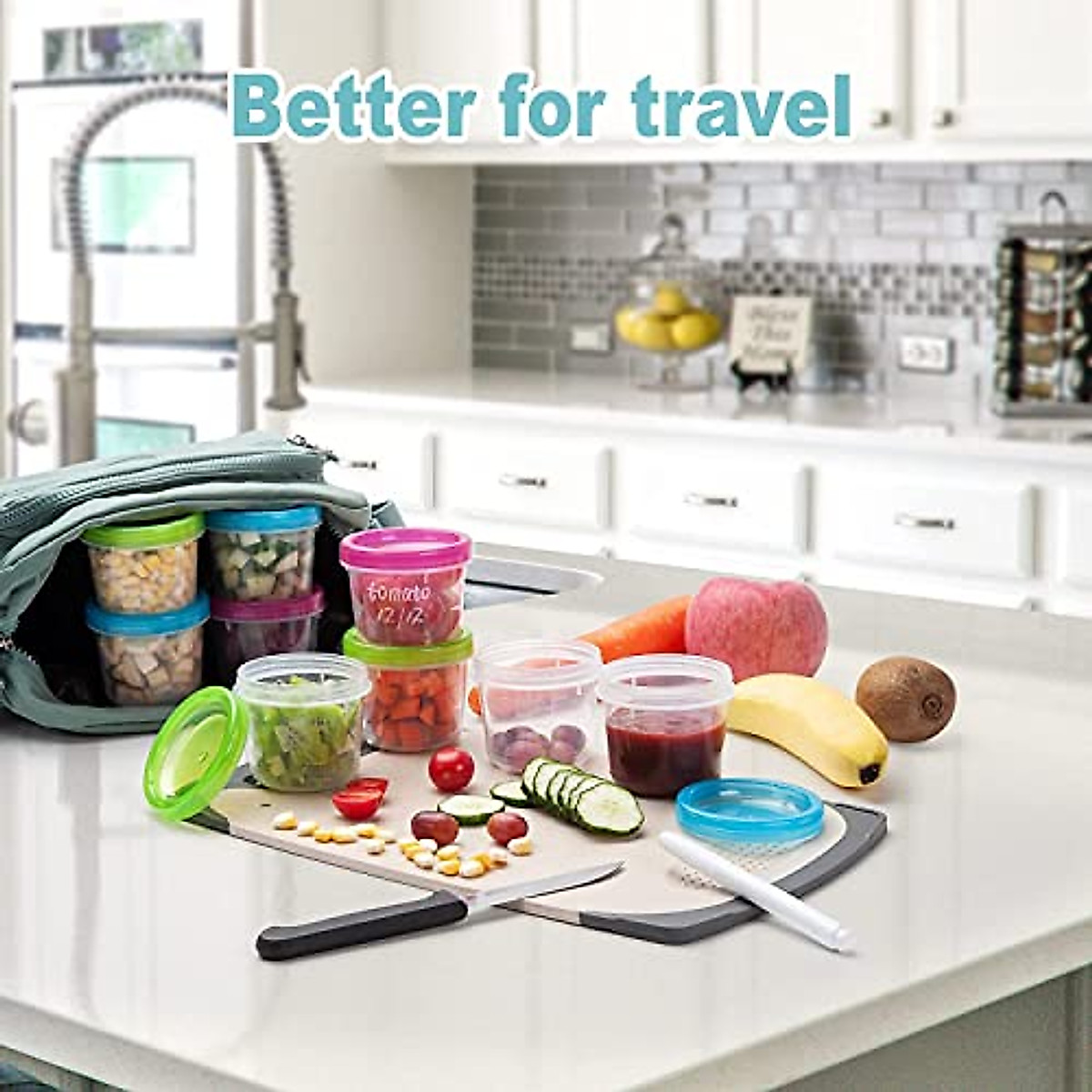 Mosville Baby Food Containers - 12 Sets, 4 OZ Food Grade Plastic Small Containers with Lids, Leakproof and Reusable, Microwave & Dishwasher Safe Freezer Containers for Food……