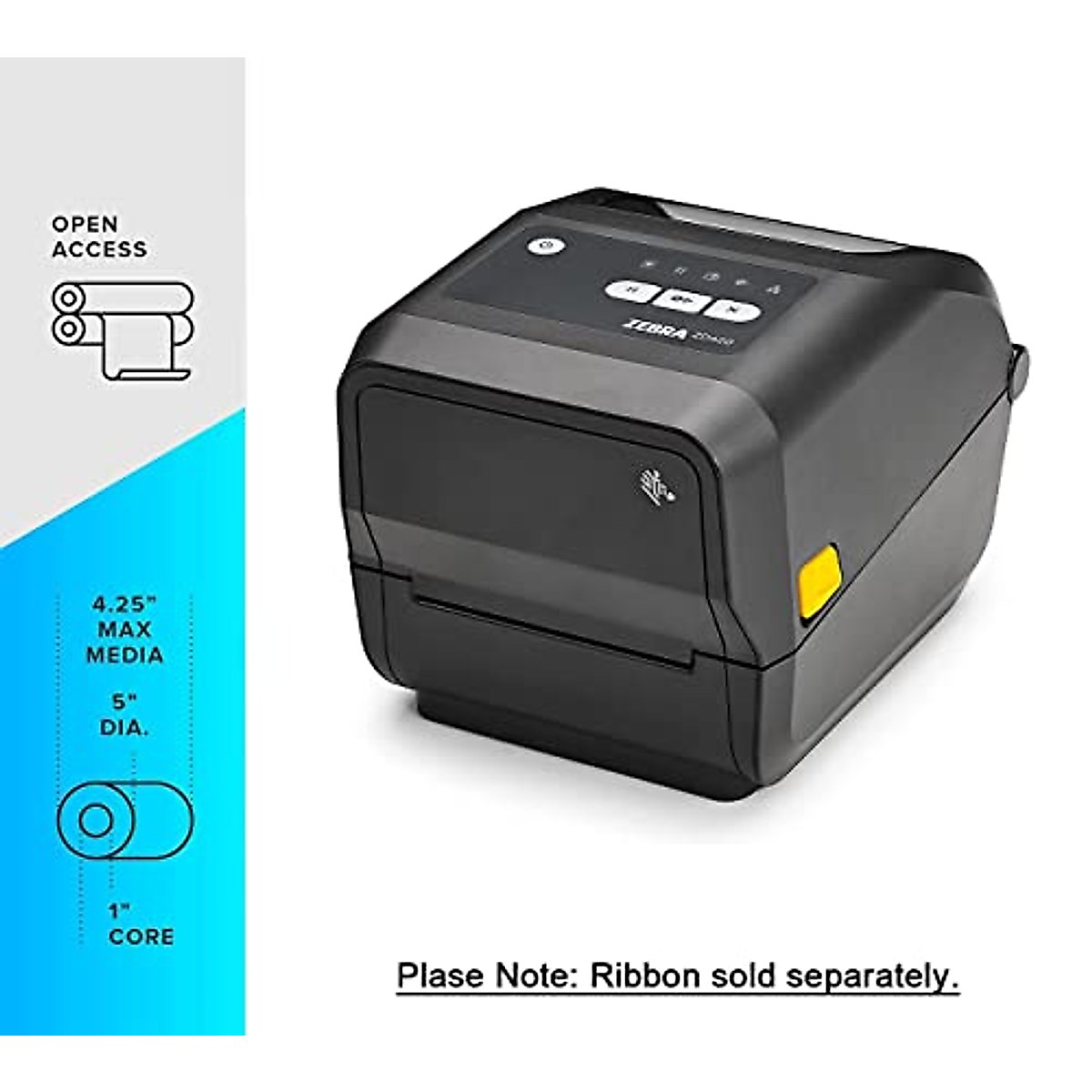 ZEBRA ZD420T 300dpi Thermal Transfer and Direct Thermal Desktop Printer, Black - USB, USB Host Connectivity - 4" Print Width, 4 IPS, Monochrome- ZD42043-T, JTTANDS Printer_Cable