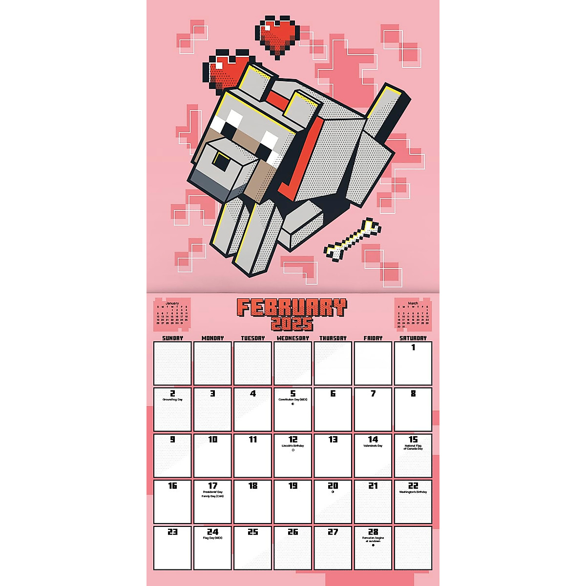 Minecraft Calendar 2025 - Deluxe 2025 Minecraft Wall Calendar Bundle with Over 100 Calendar Stickers (Minecraft Gifts, Office Supplies)
