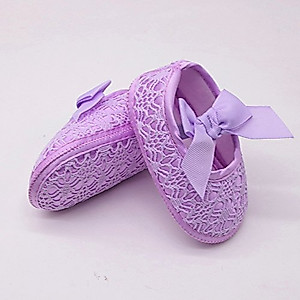 Lykmera Baby Girls Soled Soft Non-Slip Bowknot Girls Shoes Crib Shoes Footwear Baby Shoes Soccer Cleats Shoes for Baby Girl (Purple, 13)