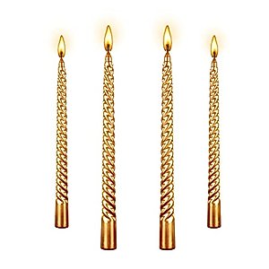 Tall Metallic Spiral Taper Candles 10 Inch/25cm, 4pcs Tall Unscented Dripless Candles with Cotton Wicks Perfect for Dinner, Party, Wedding Decor,7Hour Burn Time-3/4 Base (4 Spiral Gold)