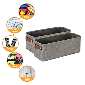 DULLEMELO Collapsible Bundle Baskets 2 Narrow Baskets 15"x6"x5.5" + 4 Cube Baskets 13"x13"x13"（Grey)