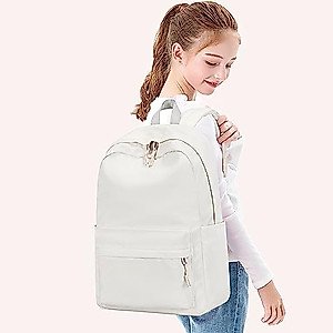 School Backpack for Teen Girls Women Laptop Backpack College Bookbags Middle School Travel Work Commuter Back Pack(Solid Beige)