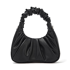 Purse Vintage Retro Shoulder Bag Vegan Leather 90s Rachel Bag Mini Purse Fashion Bag Chic… (Midnight Black)