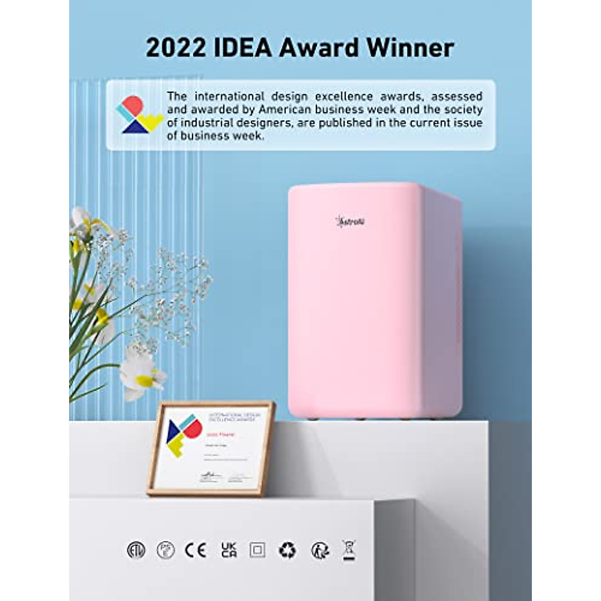 AstroAI Mini Fridge 2.0 Gen, 6 Liter/8 Cans Makeup Skincare Fridge 110V AC/ 12V DC Portable Thermoelectric Cooler and Warmer Little Tiny Fridge for Bedroom, Beverage, Cosmetics LY2206A (Pink)