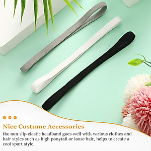 WILLBOND 12 Pieces Thin Non-Slip Elastic Sport Headbands, Hair Bands with Non Slip Silicone Grip Exercise Hair Sweatbands for Men Women Football Basketball Soccer Tennis Yoga (Black, White, Grey)