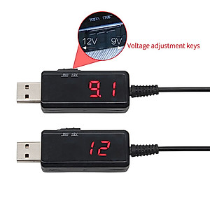 HiLetgo USB Boost Converter Cable DC 5V to 9V 12V USB Step-up Cable USB to DC 5.5x2.1mm 3.5x1.35mm USB Power Supply Adapter UBS Power Voltage Boost Converter Max Power 18W