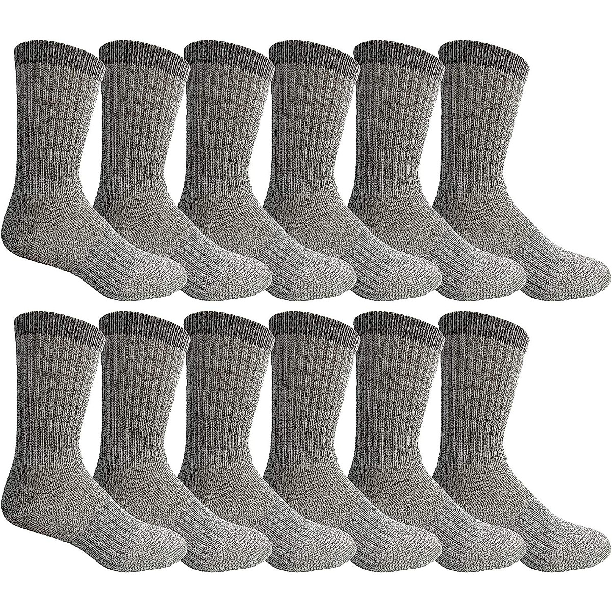 Yacht & Smith Wholesale Bulk Merino Wool Thermal Hiking Boot Socks, Mens Womans Kids (Mens/Assorted, 4) (Mens/Gray)