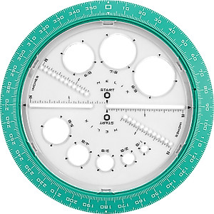 Helix Angle and Circle Maker with Integrated Circle Templates, 360 Degree, 6 Inch / 15cm, Assorted Colors (36002)