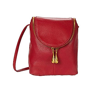 HOBO Fern Stylish Bag for Women - Leather Construction with Top Zip Closure, Printed Lined Interior, and Adjustable Crossbody Strap Bag Scarlet Velvet Hide One Size One Size