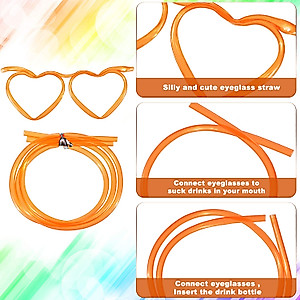 Silly Straws Glasses Straws 10 Sets, Crazy Straw Fun Heart Drinking Straws for Kids, Curly Round Funny Straws for Children Adult Party Game Straw Create a Fun Party