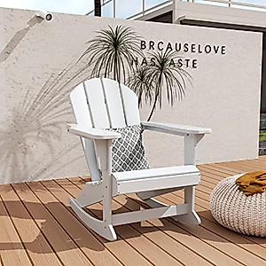 WO Home Furniture Patio Rocking Chair Classic Outdoor HDPE UV Weather Resistant (White)