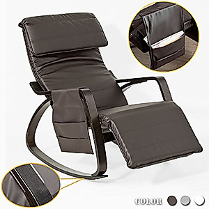 Haotian New Relax Rocking Chair Lounge Chair with Adjustable Footrest and Removable Side Bag, FST20-BR