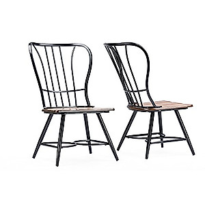 Baxton Studio Longford Dark Walnut Wood and Black Metal Vintage Industrial Dining Chair