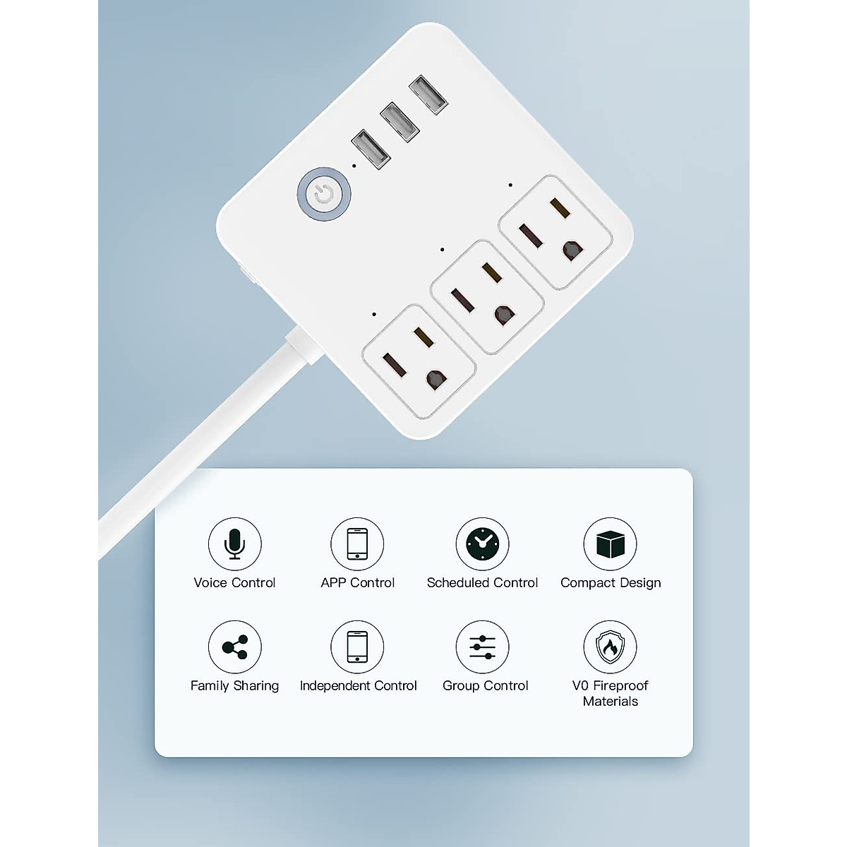 Smart Power Strip, Maxcio USB Surge Protector Compatible with Alexa & Google Home, Smart Outlets with 3 USB Ports, APP Individual Control, Smart Home Office Multi-Plug Extension Cord for Home, Travel