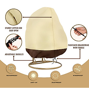 HEPOVER Egg Chair Cover Double - 91x87 Inch Patio Hanging Egg Chair Cover 420D Oxford Durable Waterproof Outdoor Chair Cover for Porch Wicker Egg Swing with Zipper
