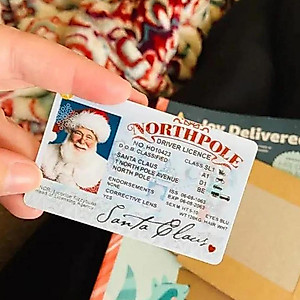 Santa Claus Lost Drivers License Christmas Decorations,Novelty Santa Sleigh Flying License ID Card,Santa Claus Card Flight License Christmas Eve Key Box Gift Xmas Tree Ornament