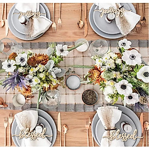 CM Originals Thanksgiving Table Decorations Plate Decor Table Place Cards Blessed, Thankful, Grateful Wood Signs Fall Dining Table Plate Ornament Farmhouse Home Table Setting Decor 6 Pack (Thankful 6, Grateful 6, Blessed 6 (18 Pack))