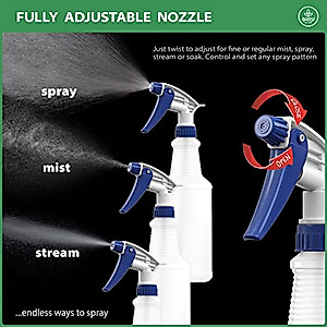 Bar5F Plastic Spray Bottles, Leak Proof, Empty 16 oz. Value Pack of 2 for Chemical and Cleaning Solutions, Adjustable Head Sprayer Fine to Stream