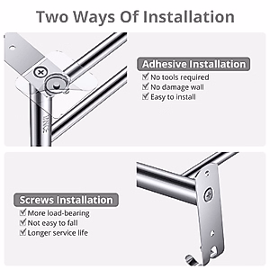 Tanice Double Towel Rail, Stainless Steel Towel Rail Retractable 40-70 Cm/15.75-27.56 Inch Towel Rack Wall Mounted with Screws for Bathroom and Kitchen