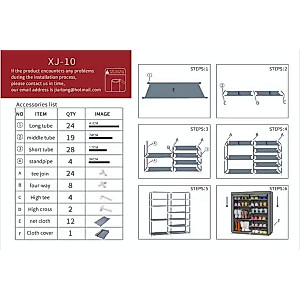 TXT&BAZ 20-Pairs Portable Boot Rack Double Row Shoe Rack Covered with Nonwoven Fabric(7-Tiers Grey)