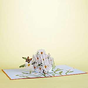 Lovepop Cards - Daisies with Monarch Butterfly, 3D Butterfly Birthday Card, Thank You Card, Blank Envelope Included