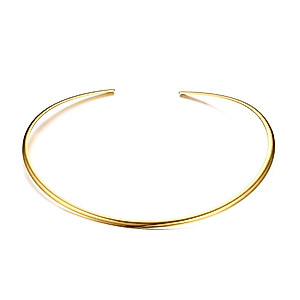 XinNuoShangMao Fashion Must-have Stainless Steel Gold Plated Metal Plain Cuff Chocker Collar Necklace for Women (golden)