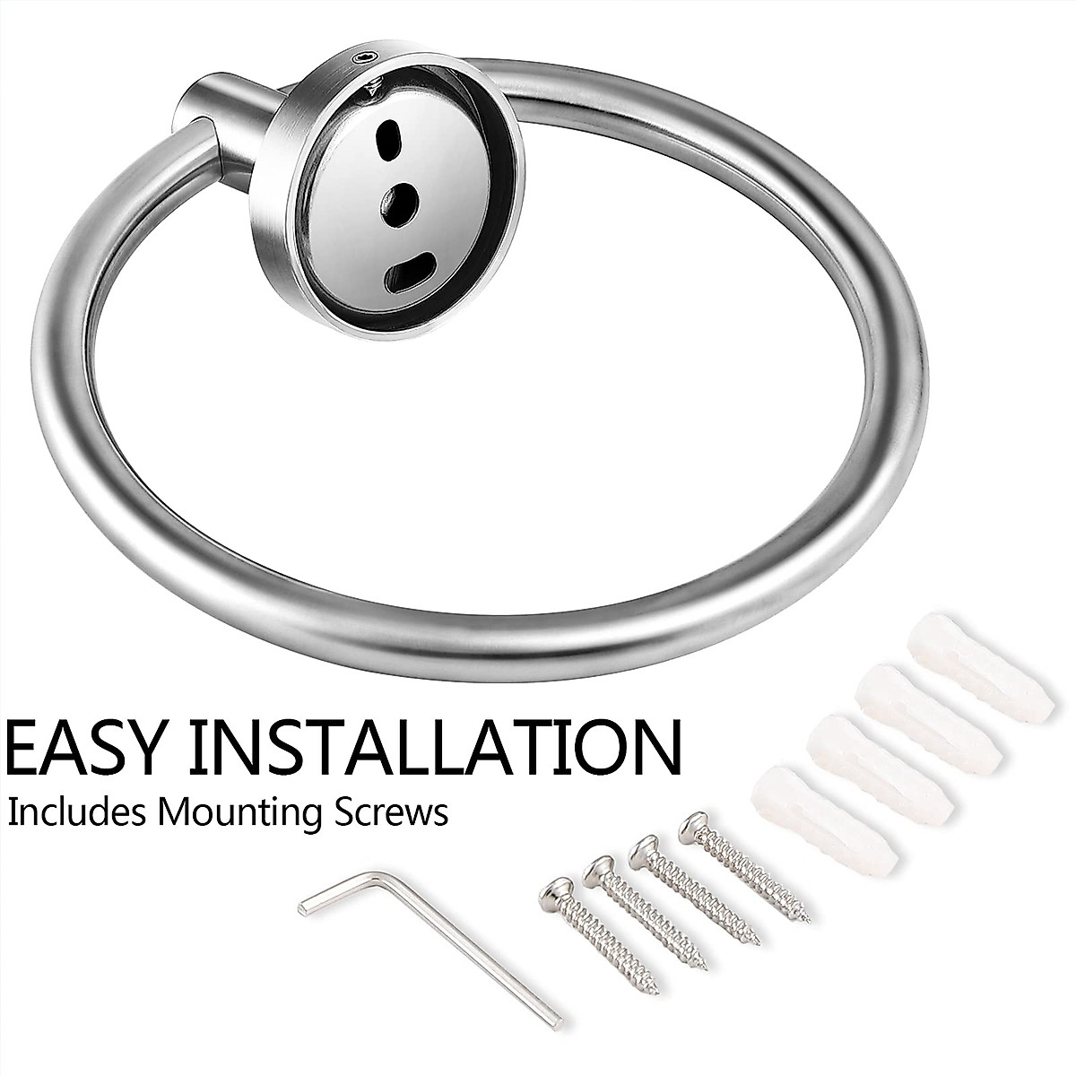 Pynsseu Brushed Nickel Toilet Paper Holder and Hand Towel Ring, 2 Pieces Bathroom Accessories SUS 304 Stainless Steel Wall Mount Hardware Set