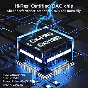 USB C to 3.5mm Audio Adapter [♪Hi-Res Lossless Music♪] CX Pro USB C Headphone Adapter 32bit 384KHz CX31993 DAC Chip Headphone Amp HiFi Headphone Jack Adapter USB C to Headphone Jack for Type C Devices