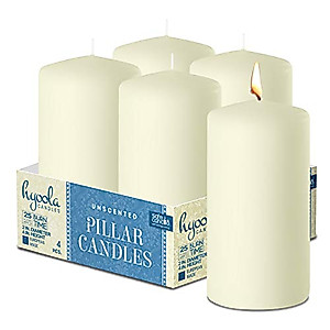 Hyoola Ivory Pillar Candles 2-inch x 4-inch - Unscented Pillar Candles - Set of 4 - European Made