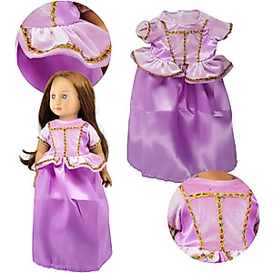 18 inch Doll Clothes ,6Pcs Princess Costume Include Bella,Cinderella,Snow White,Rapunzel,Princess Elsa and Aurora Fits All 18 inch Girl Dolls