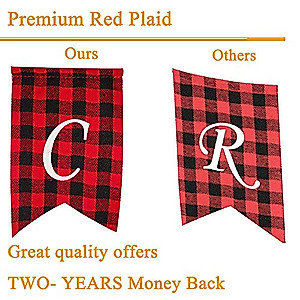 Jolik Merry Christmas Banner with Two Snowflake Flags - Buffalo Plaid Banner Decoration for Fireplace Wall Tree Christmas Decoration